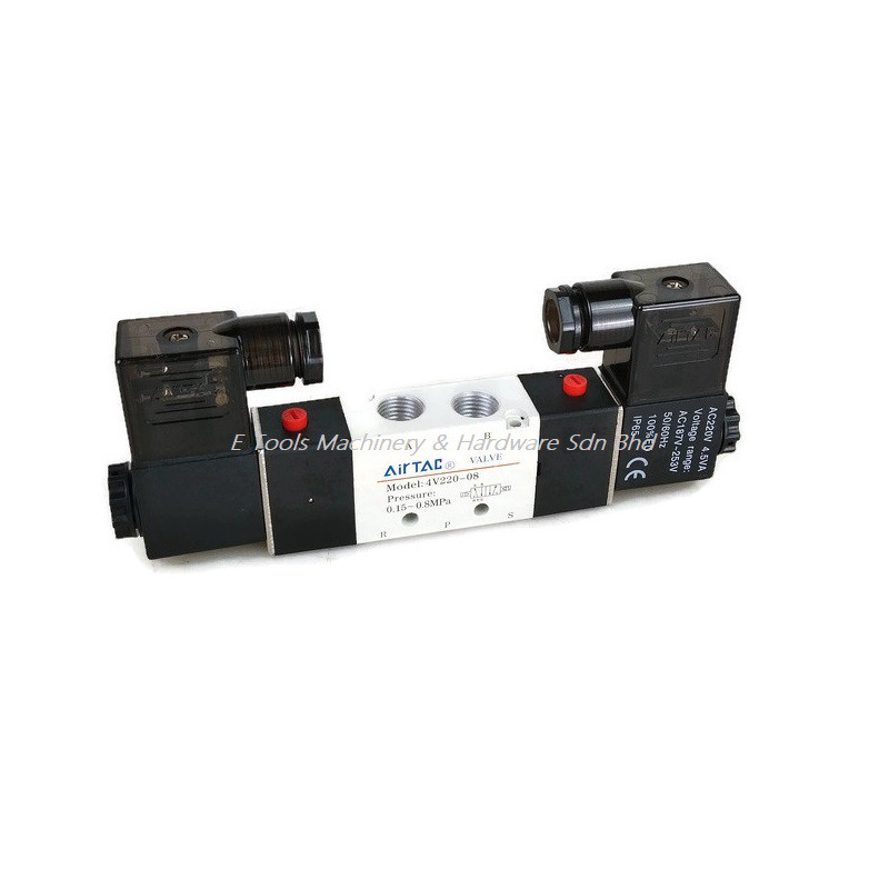 AIRTAC 4V220-08 DOUBLE SOLENOID 5/2 WAY VALVE | Shopee Malaysia