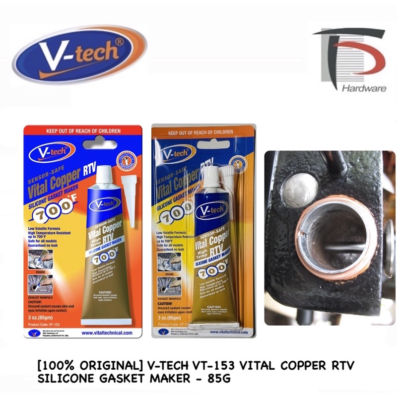 [100% ORIGINAL] V-TECH VT-153 SENSOR SAFE VITAL COPPER RTV SILICONE GASKET MAKER - 85G *PERMATEX ...