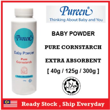 Pureen Baby Powder Pure Cornstarch (300g 125g 40g) Bedak Bayi Bedak ...