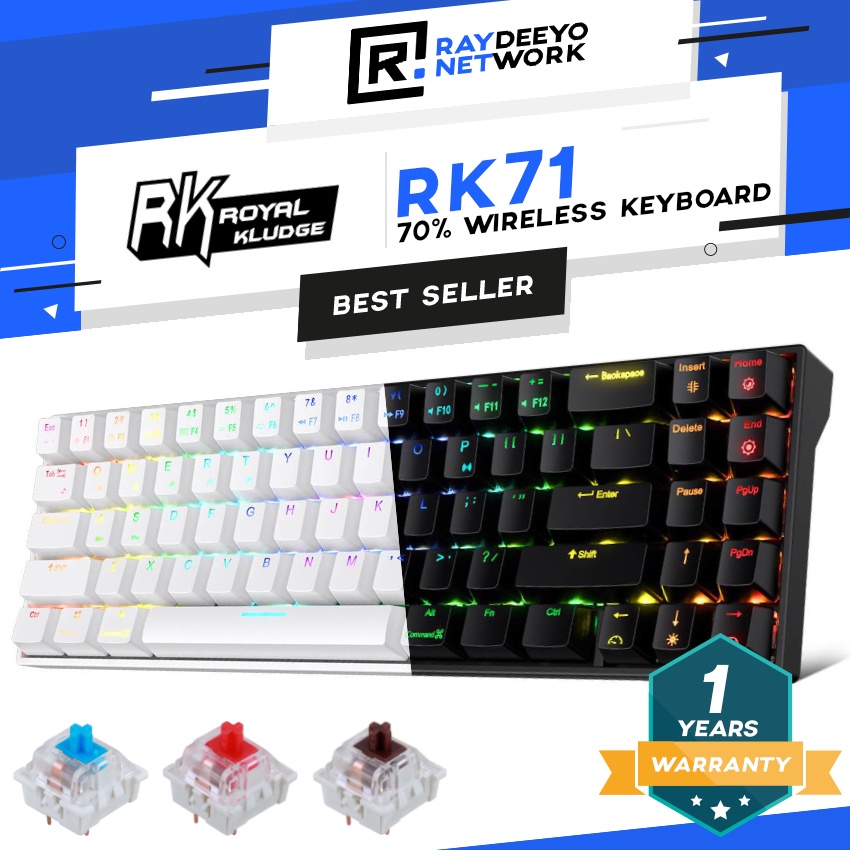 Royal Kludge RK71 RGB Wireless Gaming Mechanical Keyboard [70% Layout ...