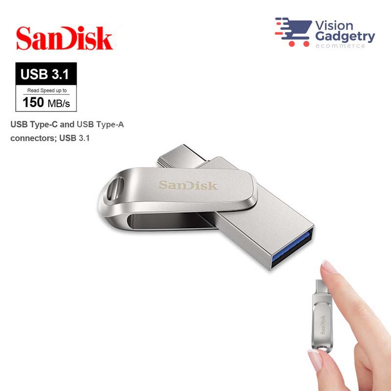 Sandisk Ultra Dual Drive Luxe Type-C OTG USB 3.1 DC4 Flash Drive (150MB ...
