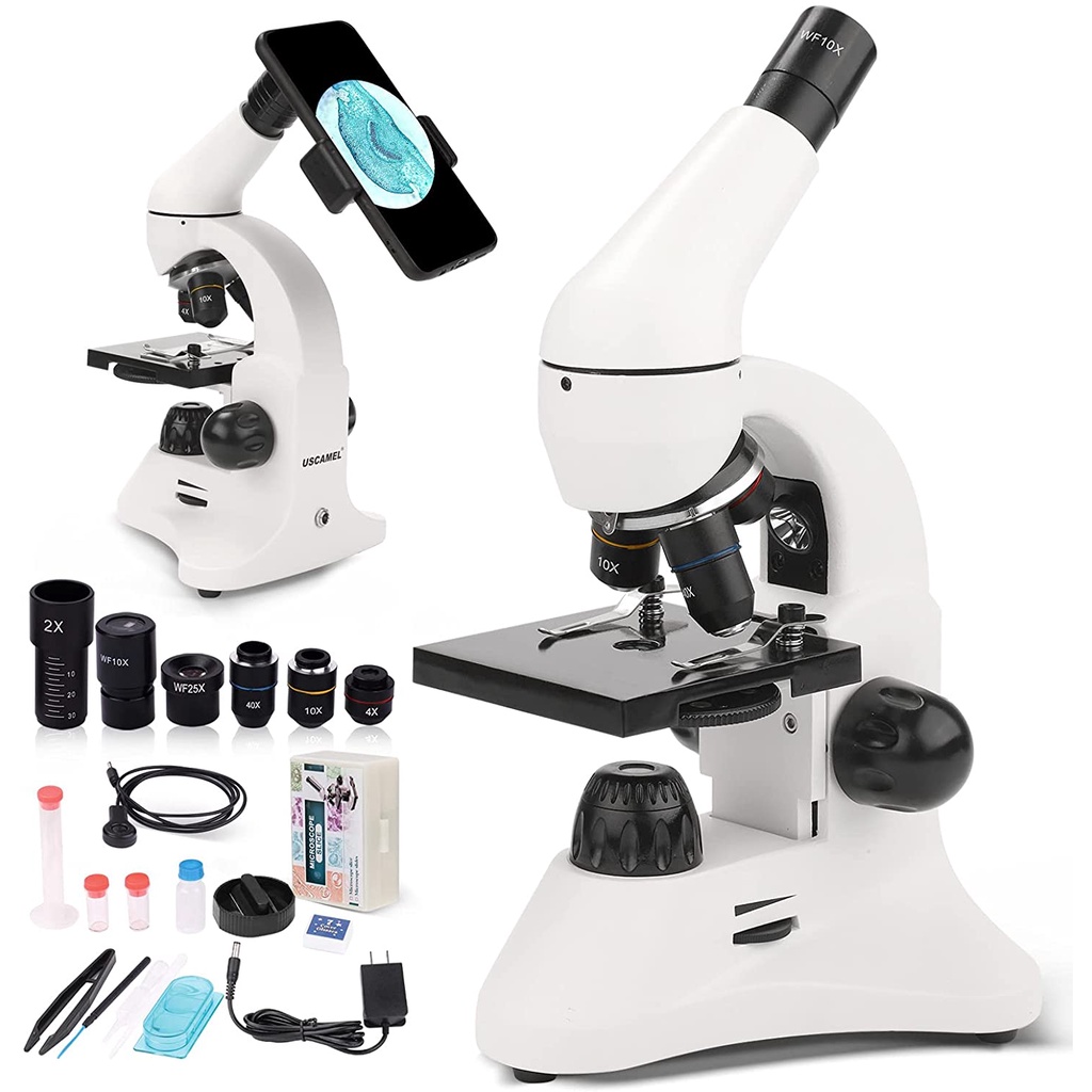 USCAMEL Microscope for Kids Adults, 40X-2000X Dual LED Illumination ...