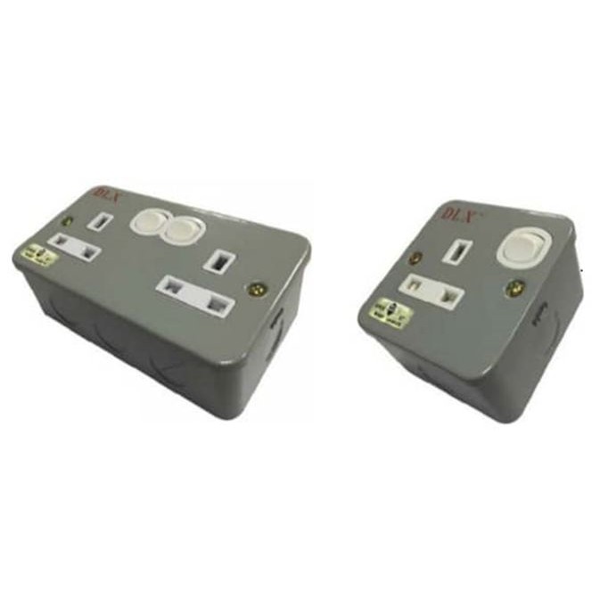 Sirim Approved DLX 13AMP Metal Clad Switched Socket 2 Gang & 1 Gang ...