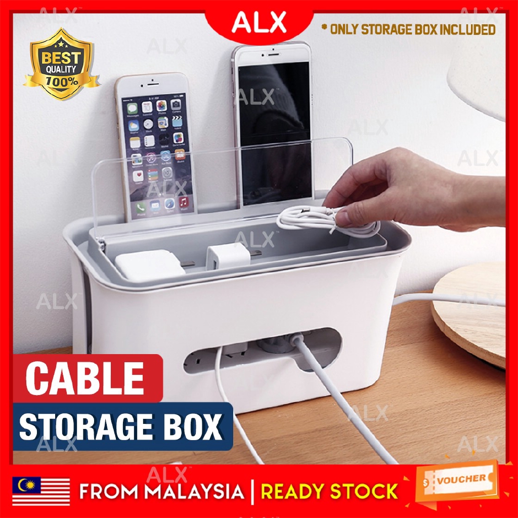 ALX Nordic Cable Organizer Box Cord Management Hides Power Strip Surge ...