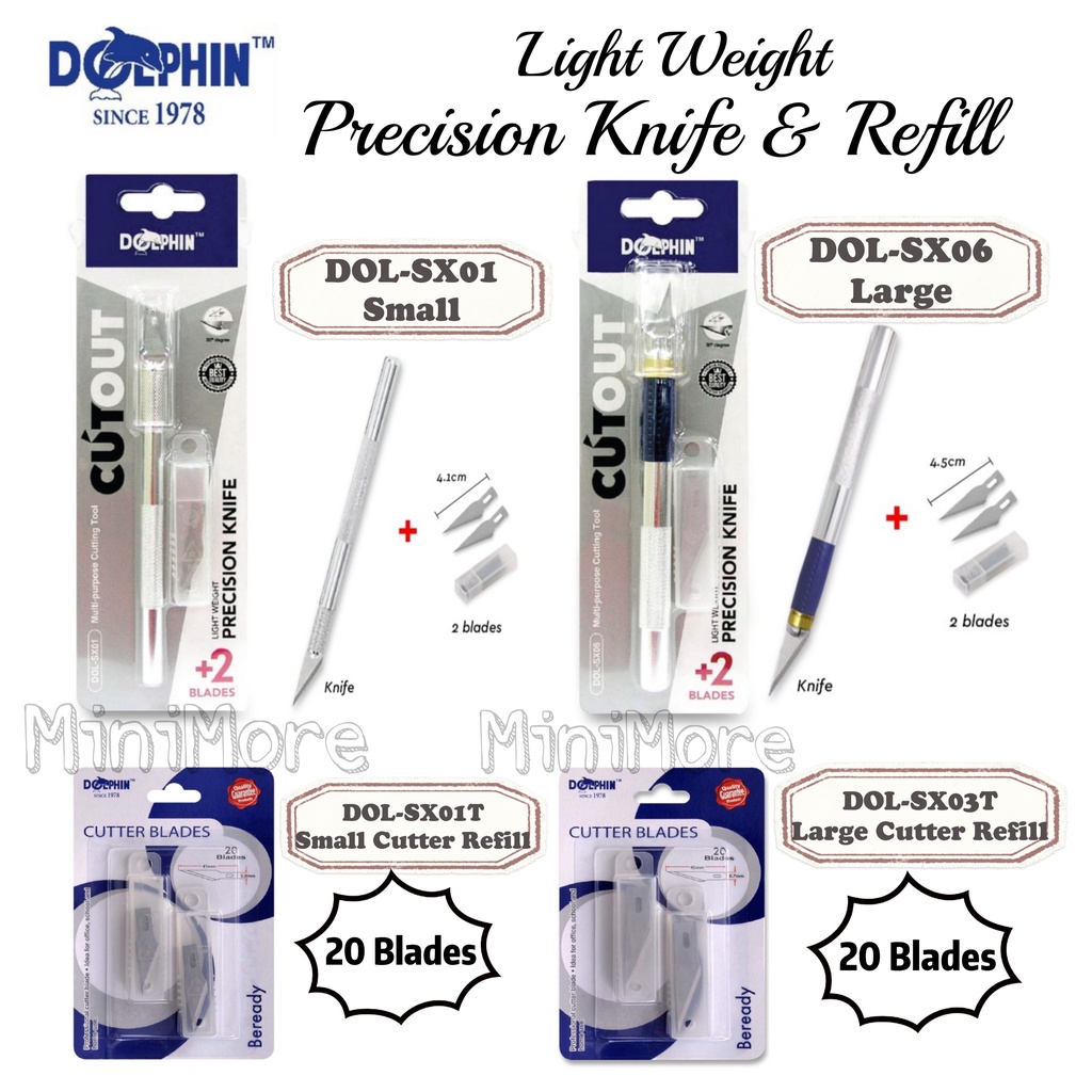 (MiniMore) Dolphin Light Weight Precision Knife & Cutter Blades Refill | Shopee Malaysia