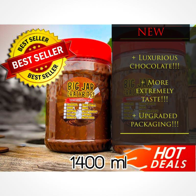 (750gram) Homemade CHOCOJAR MURAH VIRAL BIG JAR CRAZYBITES 1400ml ...