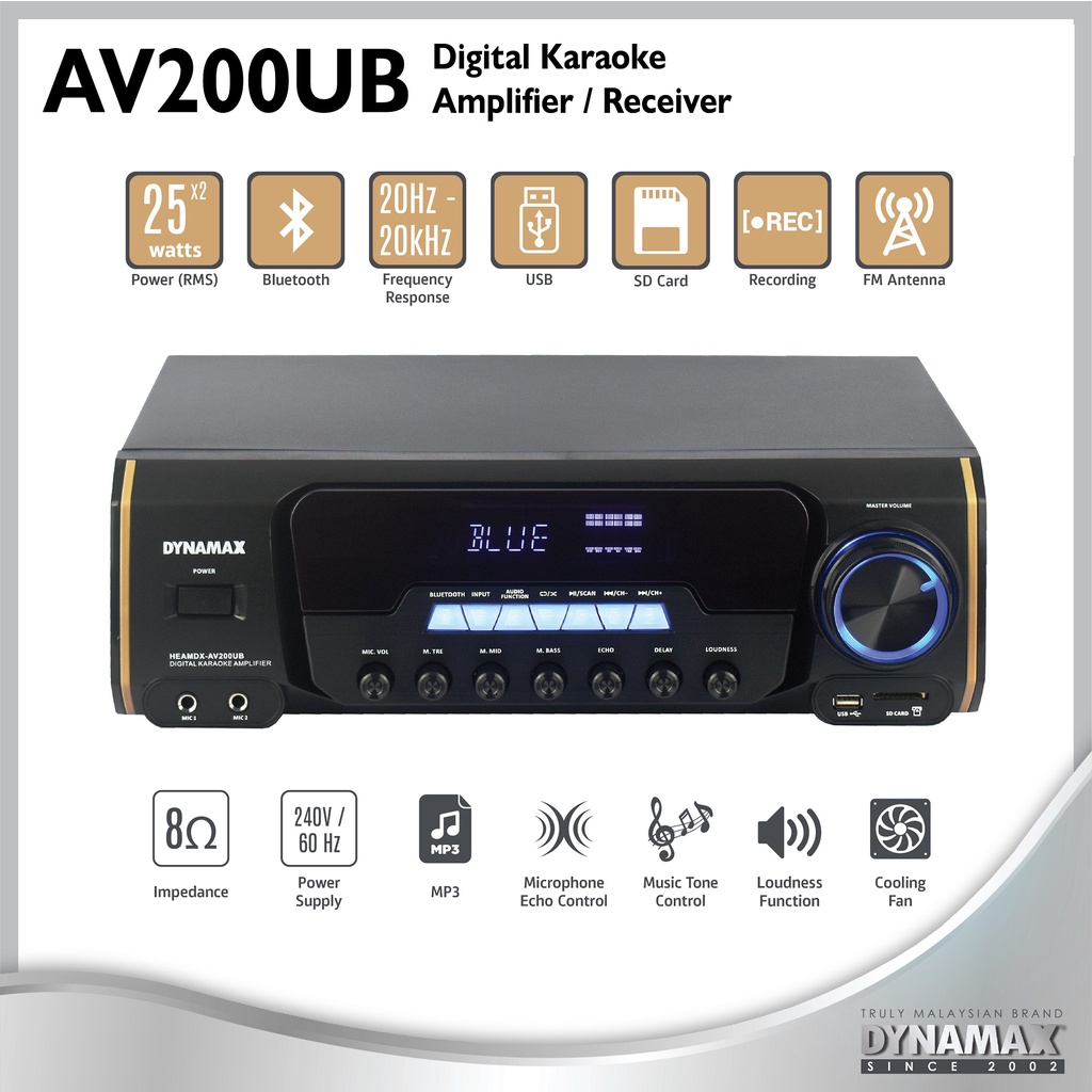DYNAMAX AV200UB / AV220UB Home Karaoke Amplifier AV Receiver with ...