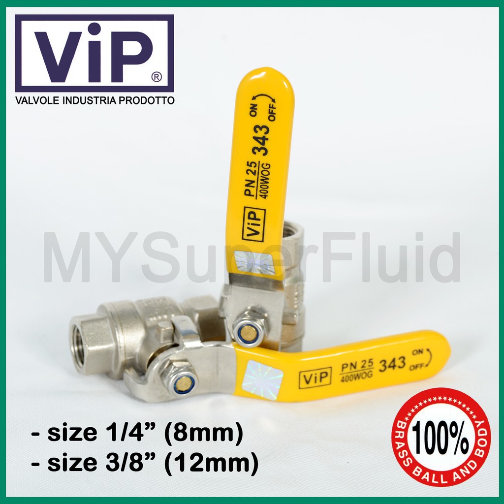 VIP [1/4"] [3/8"] Full Bore Ball Valve 343FF PN25 (400WOG) | Shopee ...