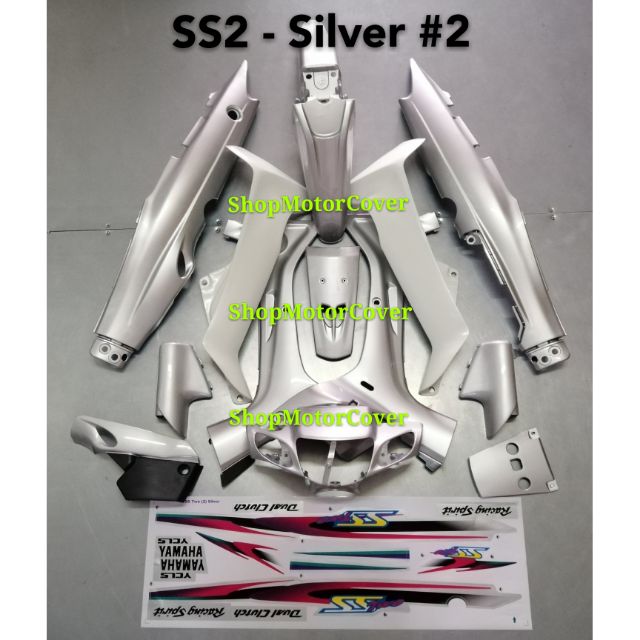 YAMAHA SS2 Y110 2 BODY COVER SET FULL SILVER WITH STICKER#2 (HLD ...