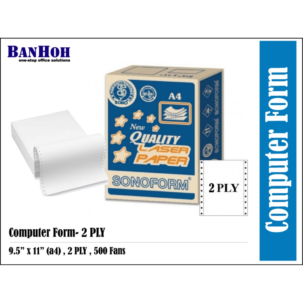A4 Computer Form- 2 PLY 500 FANs NCR (Ready Stock / Fast Delivery ...