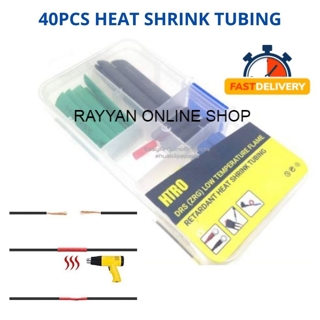 MALAYSIA STOCK! 40PCS Heat Shrink Tubing For Wiring Connection / Cover ...