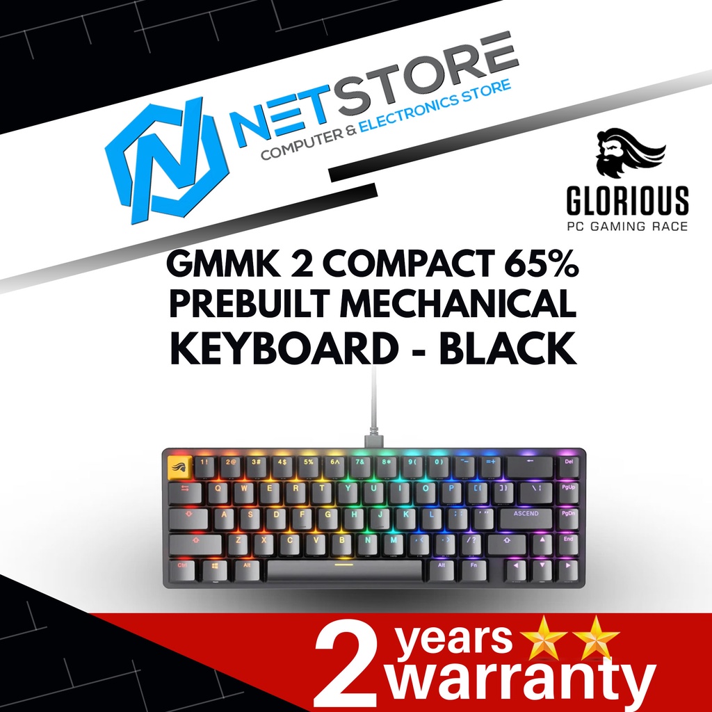 GLORIOUS GMMK 2 COMPACT 65% PREBUILT MECHANICAL KEYBOARD - BLACK - GLO ...