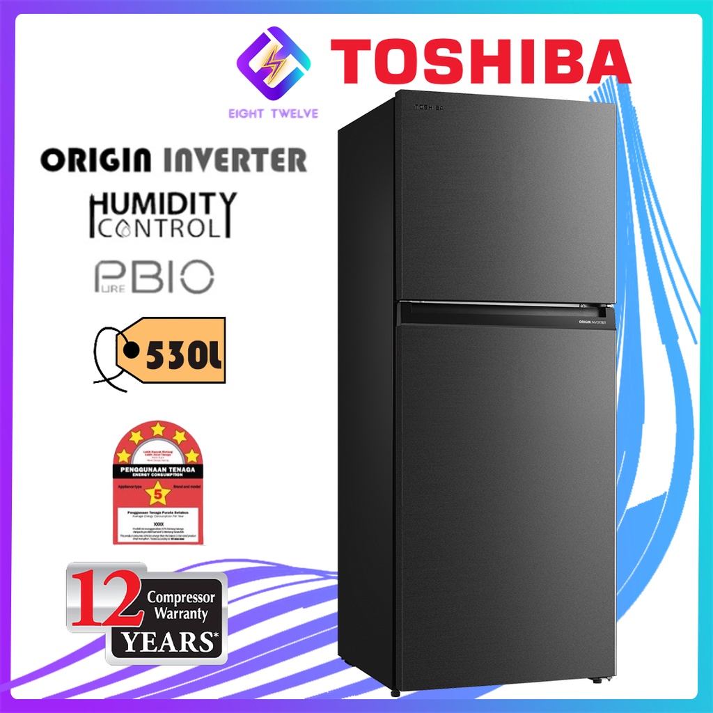 Matte Black New Model Toshiba 2 Door Big Fridge Origin Inverter 360L ...