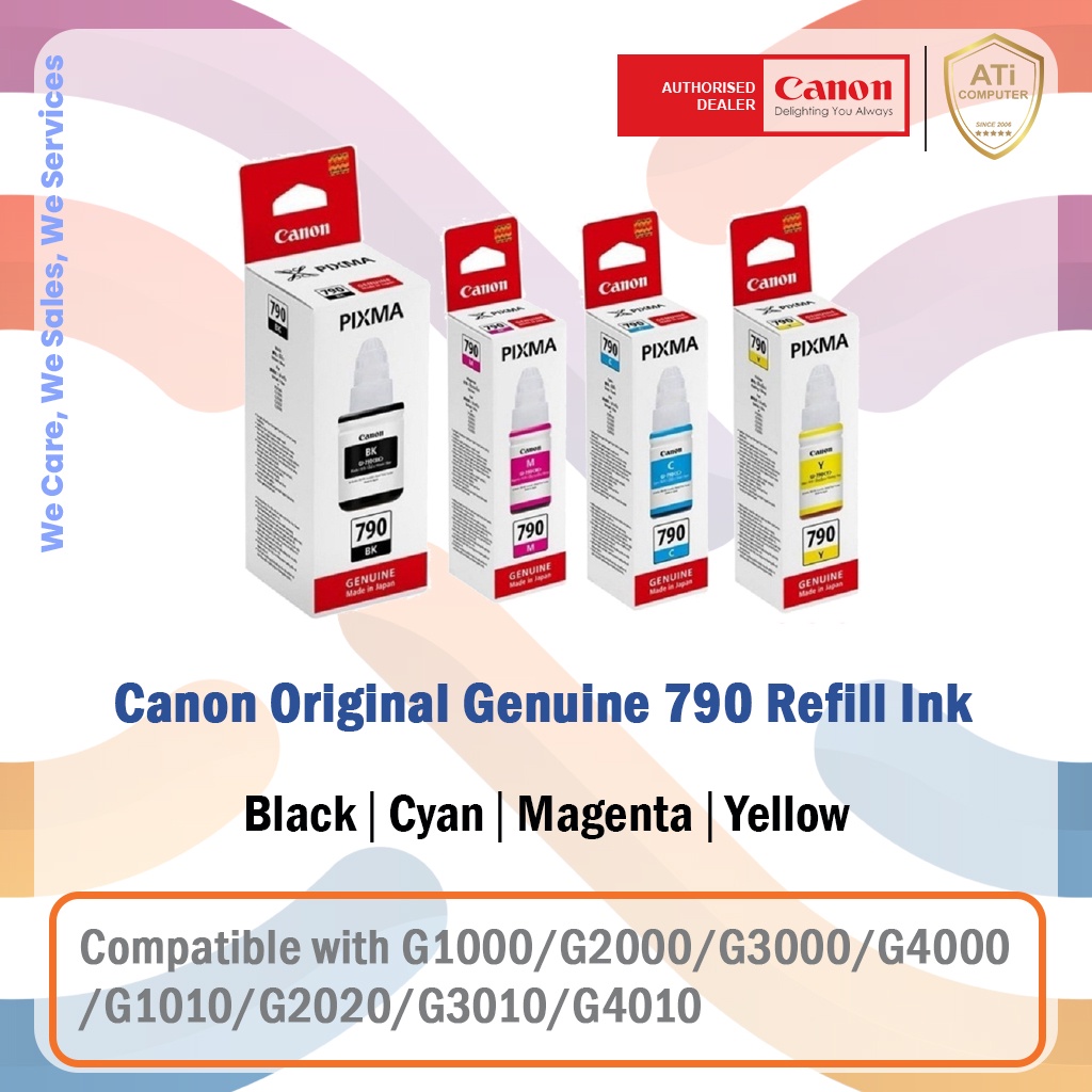 CANON GI-790 100% Genuine Refill Ink BK/GI-790C/GI-790M/GI-790Y G2000 ...