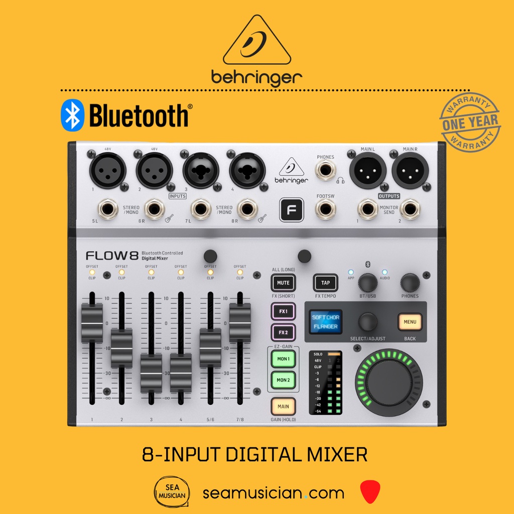 BEHRINGER FLOW 8 8-INPUT DIGITAL MIXER FOR LIVE STREAMING SOUNDCARD ...