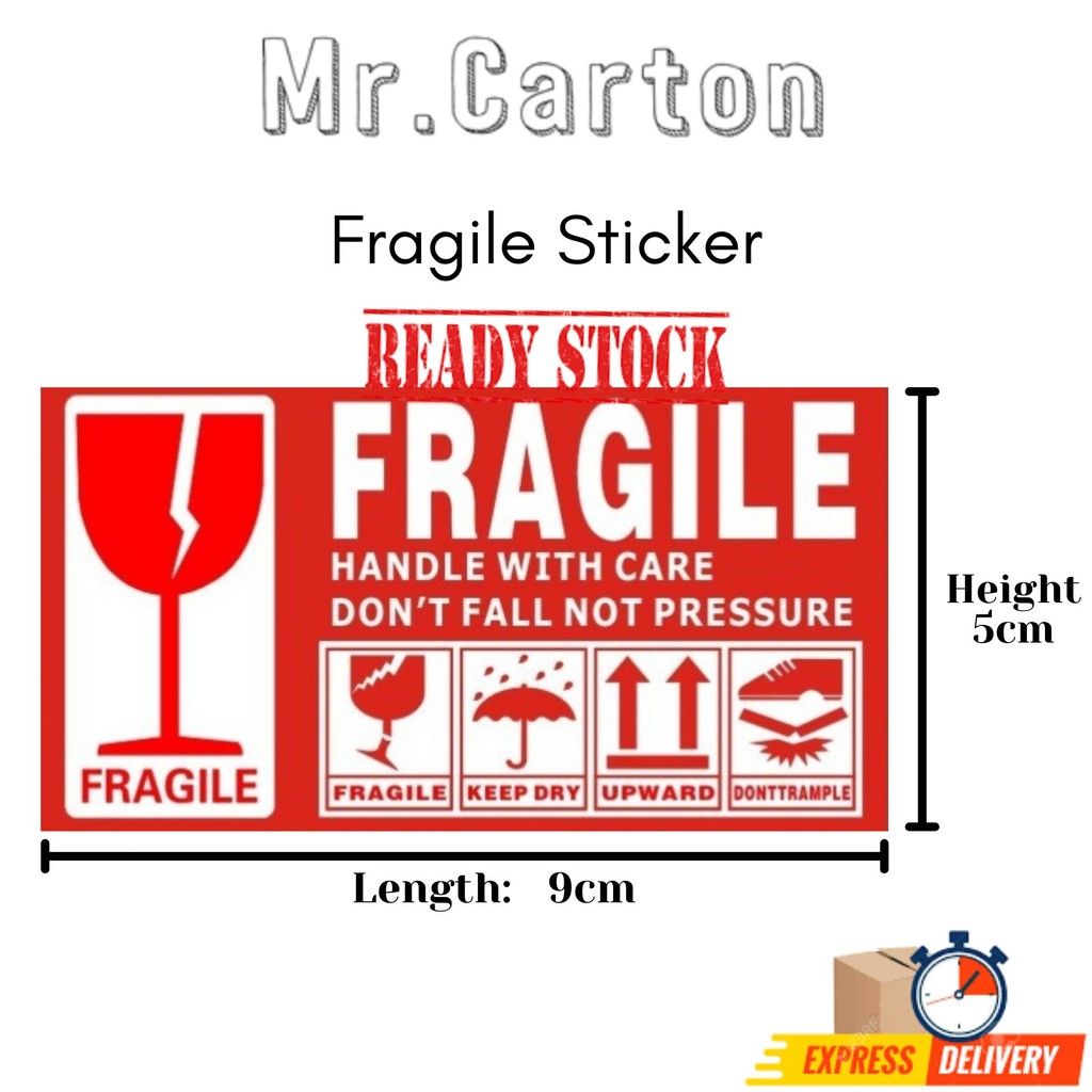 Best In Town 20 PCS Fragile Sticker /Mudah Pecah Sticker Fragile Label ...