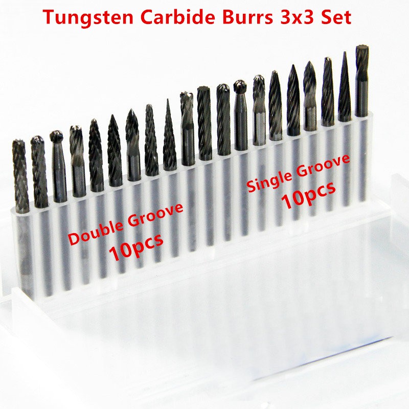 20pcs/Set Tungsten Carbide Burr 3x3mm Rotary Porting Tool Mata Porting ...