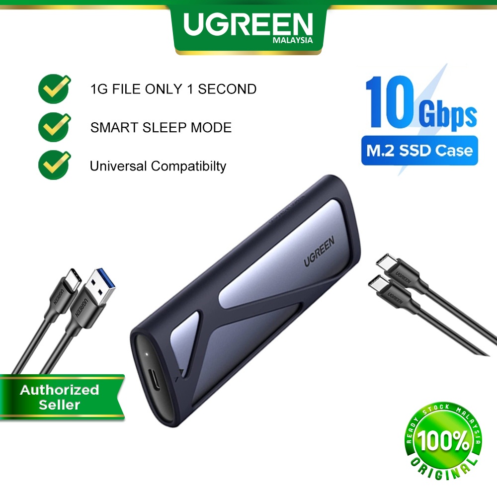 UGREEN M.2 NVMe SSD Enclosure Dual Protocol NVMe SATA to USB 3.1 Gen2 10 Gbps NVMe PCI-E M.2 SSD ...