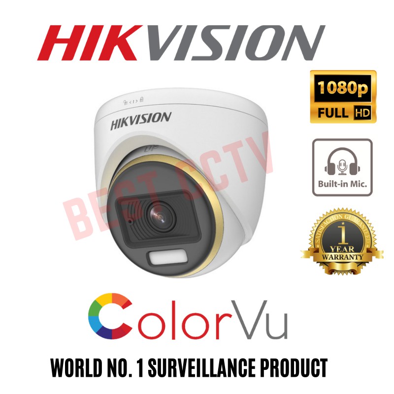 HIKVISION CCTV COLORVU Full Time Colour Audio DS-2CE70DF3T-PFS Analog ...