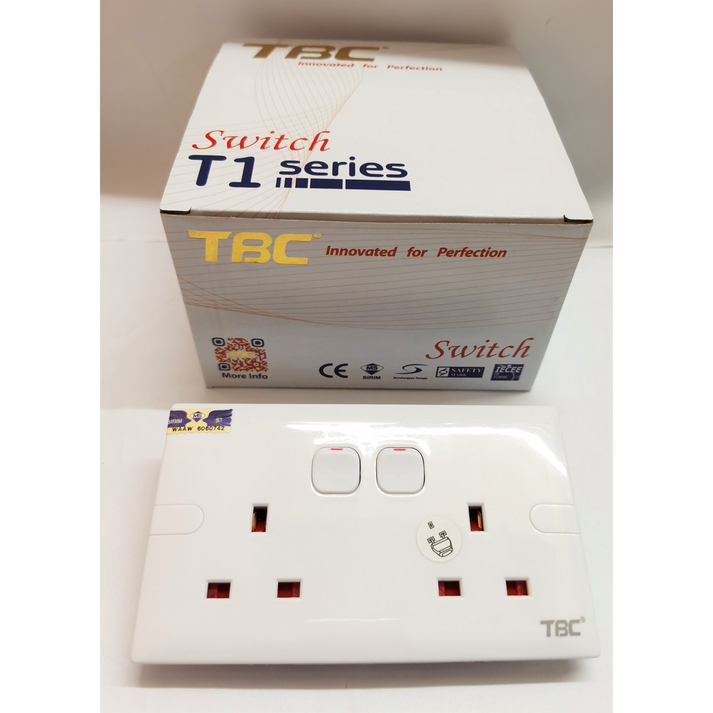 TBC 2 X13A PVC DOUBLE SWITCH SOCKET OUTLET/2 X 13A DOUBLE SWITCH SOCKET ...
