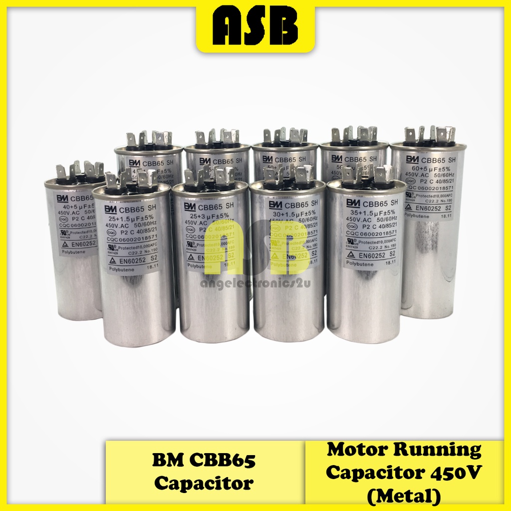(1pc) BM CBB65 Capacitor 450V ( Metal ) ( 45 UF + 1.5 UF / 45 UF + 5 UF ...