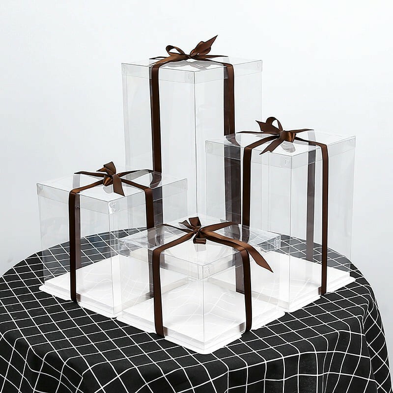 Ready Stock PVC Transparent Cake Box Flower Box Display Box Gift Box ...