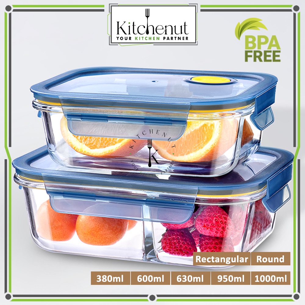 [1PC] Kitchenut Airtight High Heat Resistant Glass Container Food ...