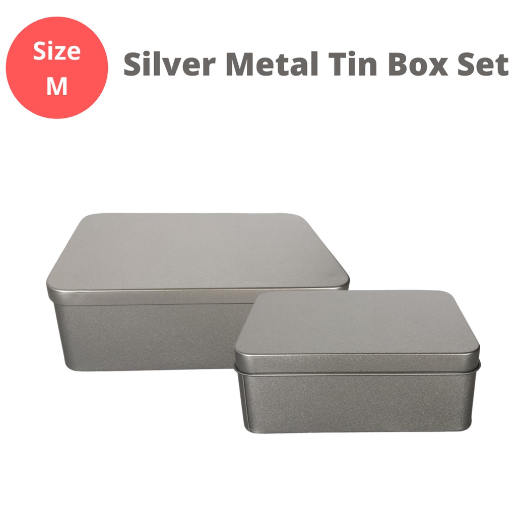 BUNDLE Packaging Art Gift Tin Silver Rose Gold Metal Box Cookies Tin ...