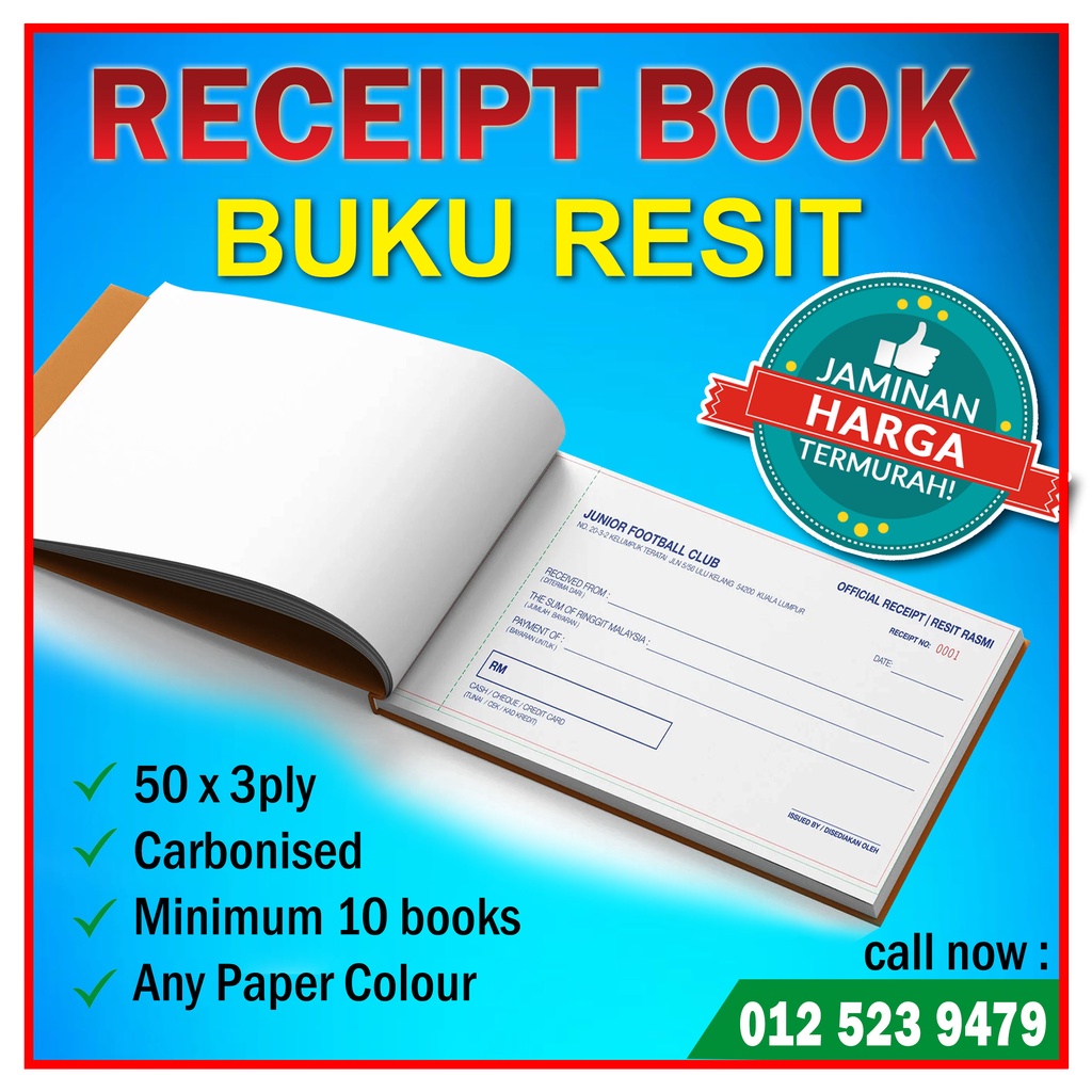 Printing 3 ply NCR Receipt Book/ Buku Resit / Buku Resit Rasmi ...