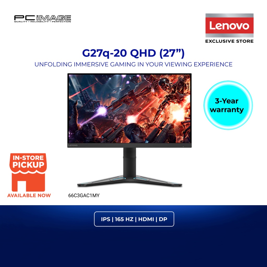 LENOVO GAMING G27Q-20 27"| QHD 2560X1440|1MS|165HZ| HD MI | DP | IPS ...