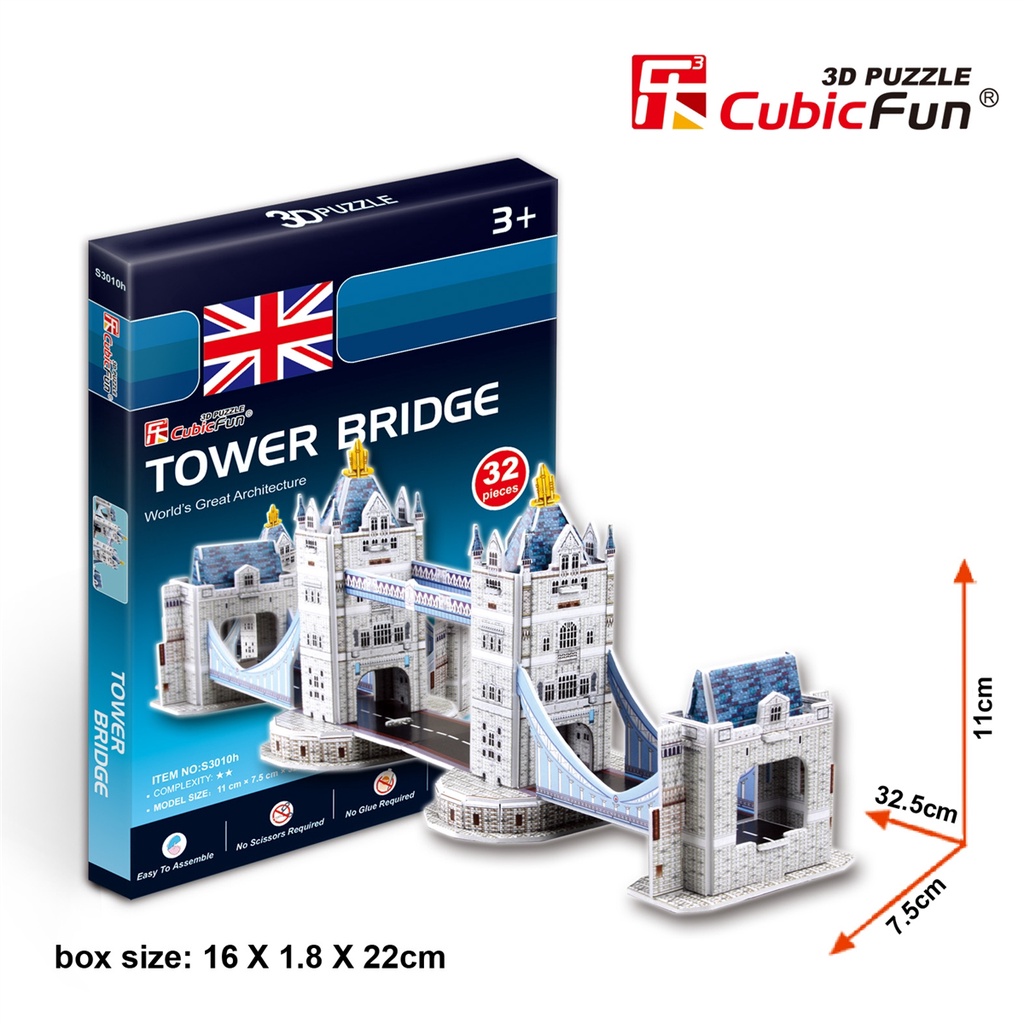 CubicFun Tower Bridge 3D Puzzle - 32pcs | Shopee Malaysia