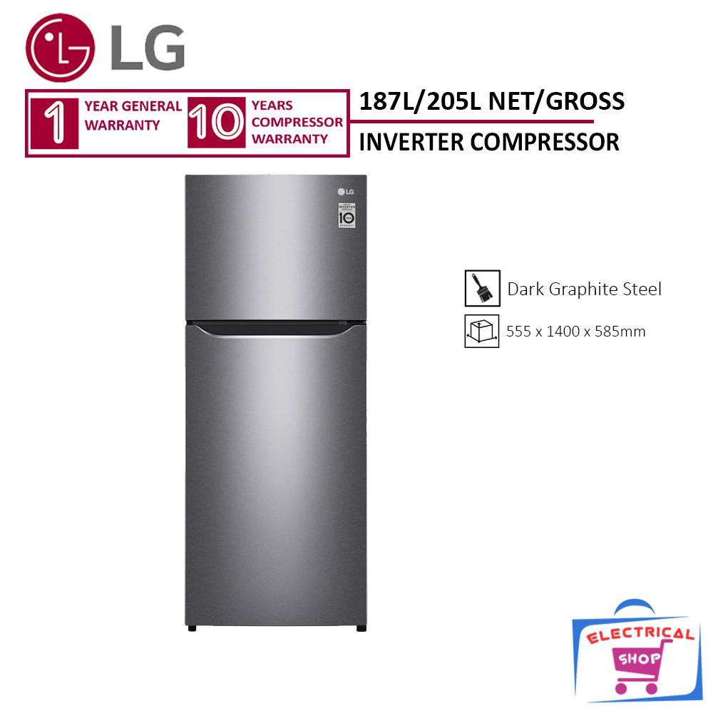 LG Fridge 2 doors Inverter 205L Refrigerator GN-B202SQBB | Shopee Malaysia
