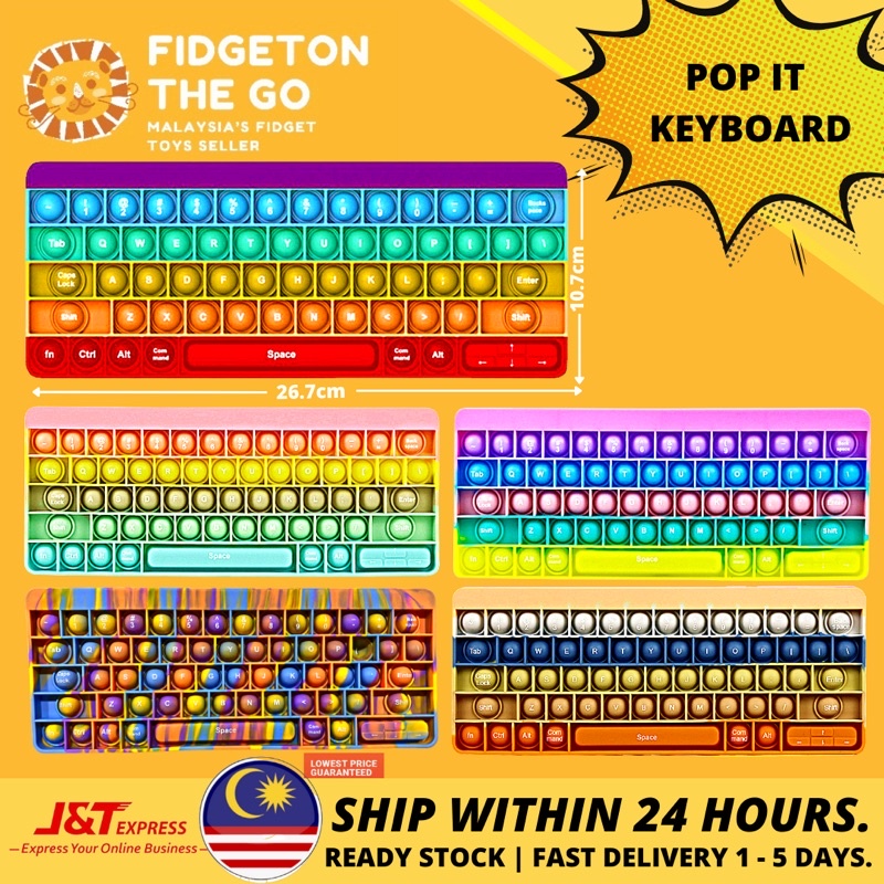 [J&T Express] Popit Pop It Besar Fidget Murah Malaysia Keyboard Toys ...
