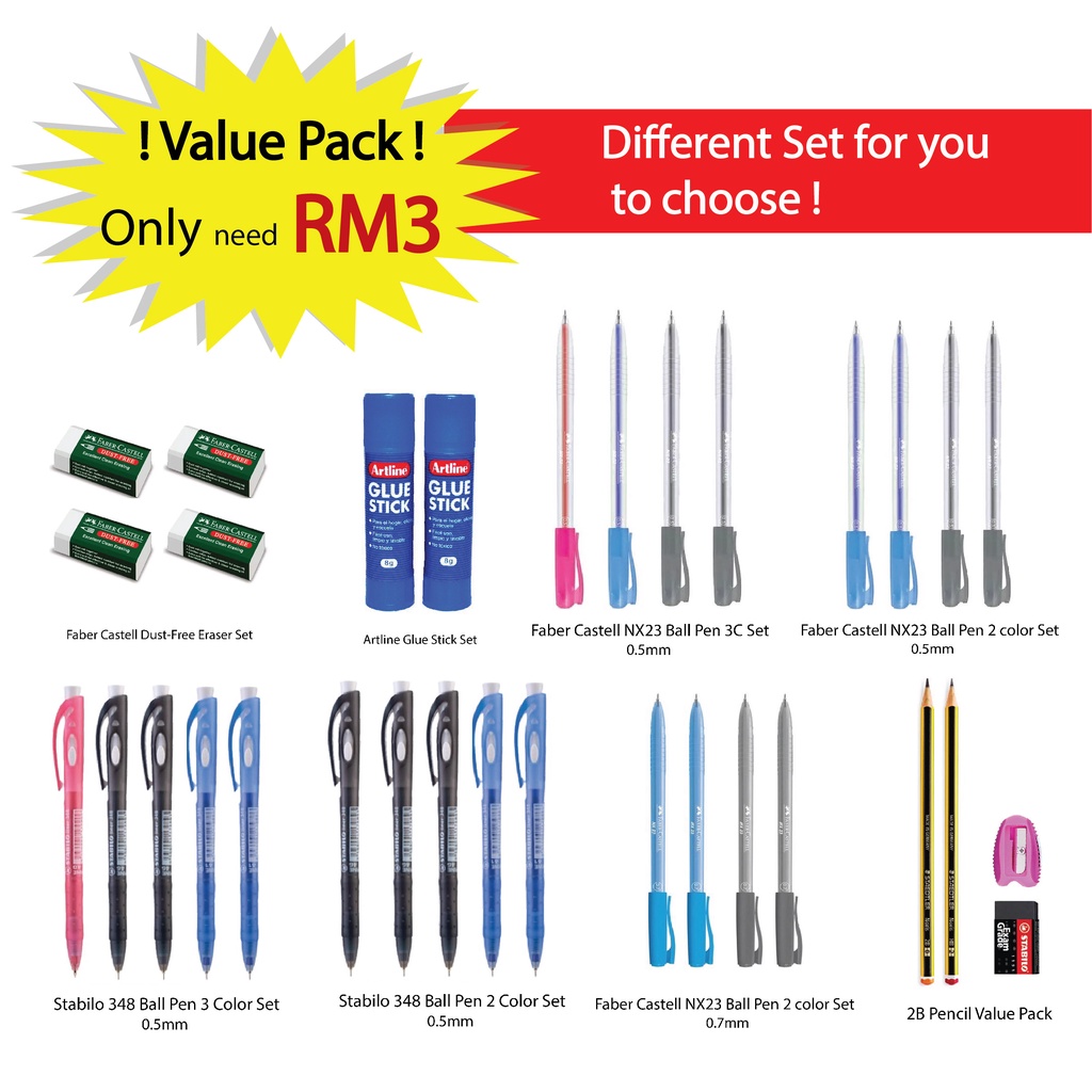 Stationery Value Pack (RM3/Pack) | Shopee Malaysia