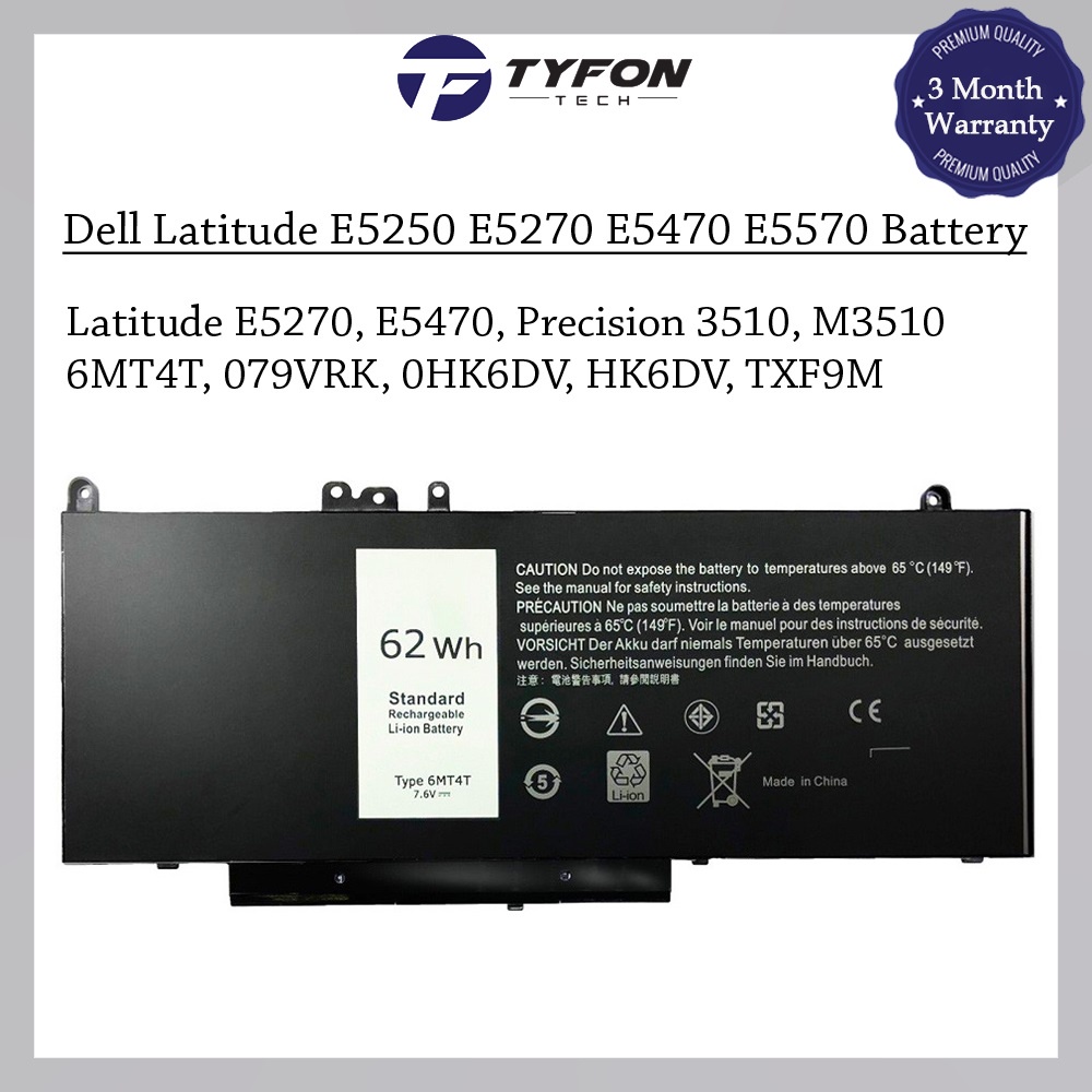 Dell Latitude E5250 E5270 E5470 E5570 62Wh Compatible Laptop Battery ...