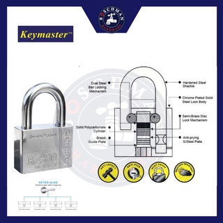 Keymaster K380 Chrome Solid Brass Padlock Set Lock Safety House Lock ...