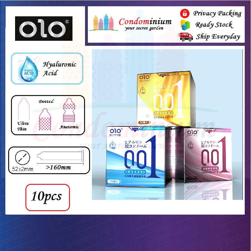 OLO 001 Condom Classic Ultra Thin Anatomic Long Lasting Dotted Hyaluronic Acid 10pcs/Box Kondom ...