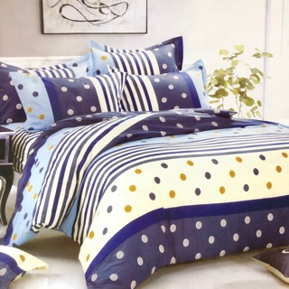 Kain Cotton Cadar Bidang 92" Jalur & Bulatan Warna Biru / Blue Dot ...