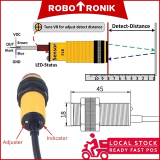 E18-D80 IR Infrared Proximity Sensor NPN / PNP, Normally Open / Closed ...