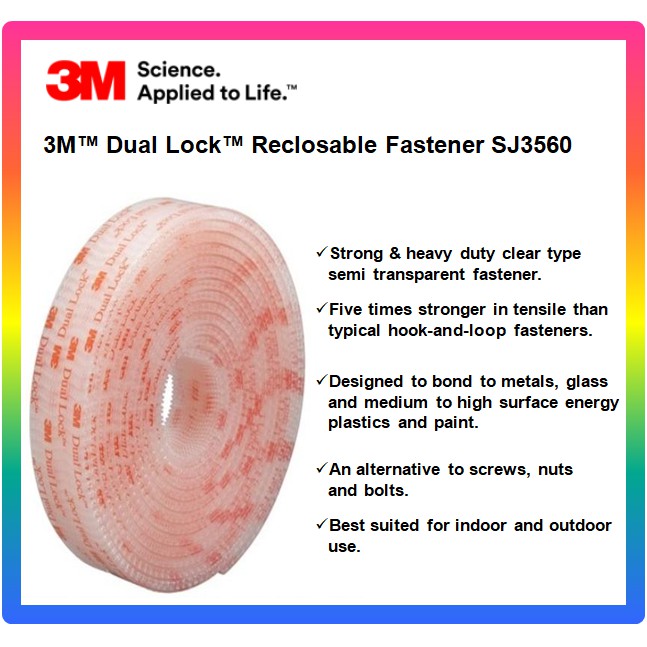 3M SJ3560 250 Clear Dual Lock Heavy Duty Velcro Tape Adhesive Fastener Strap | Shopee Malaysia