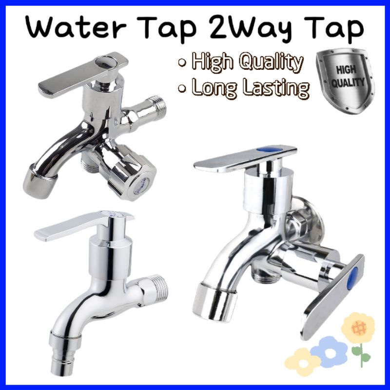 Water Tap Bib Tap Two Way Tap Bathroom Faucet Kepala Paip Double ...