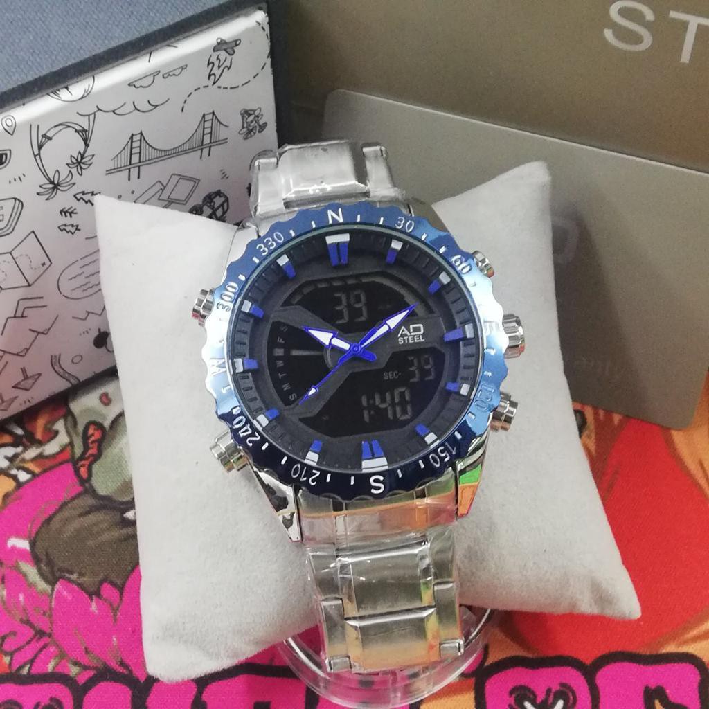 [READY STOCK] AD STEEL MEN WATCH 06 *SILVER{BLUE} (WITH 1 YEAR WARRANTY ...