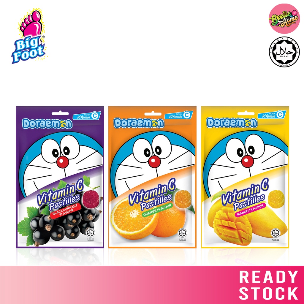 Big Foot Doraemon Vitamin C Pastilles Orange / Mango / Blackcurrant 40g ...