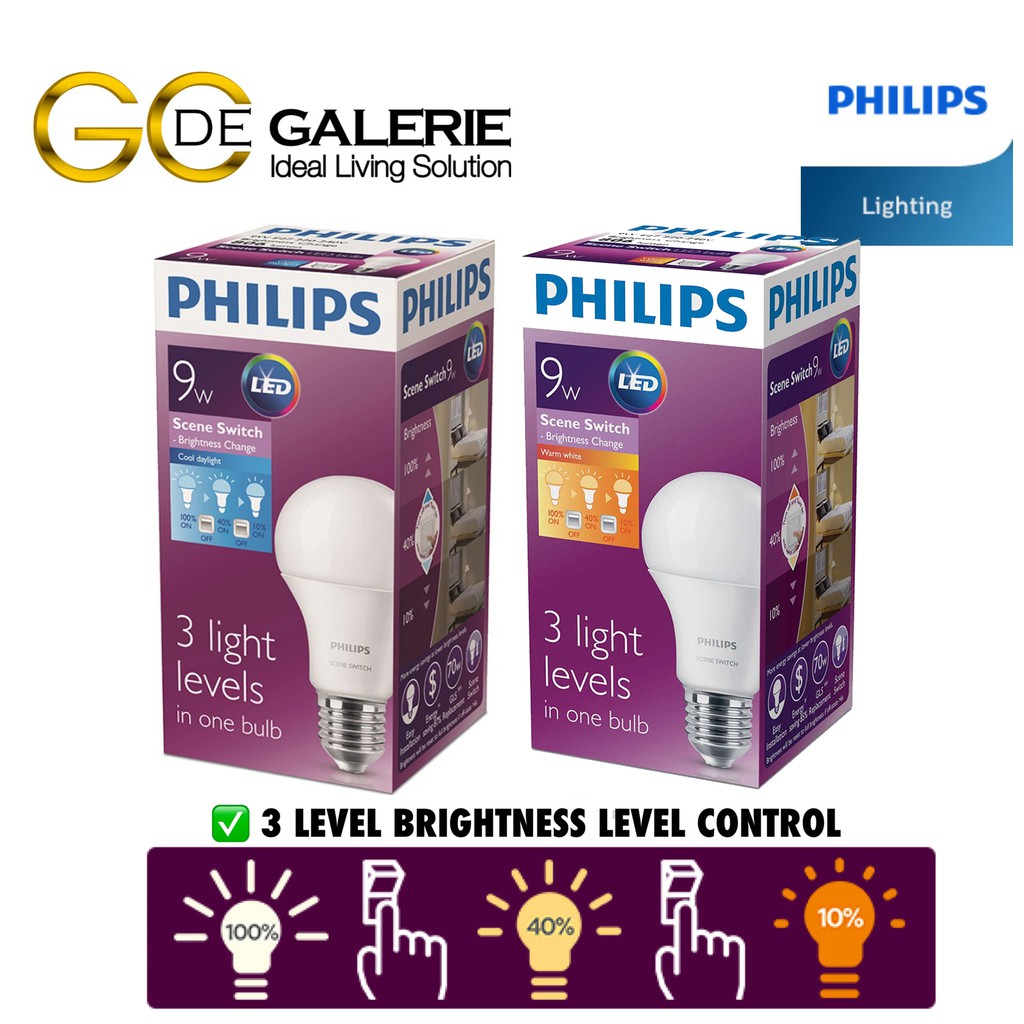 [ORIGINAL] Philips Scene Switch LED Bulbs - 3 Steps Dim (Warm White ...