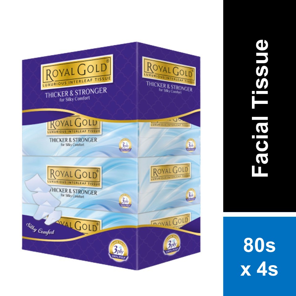 Royal Gold 3Ply Luxurious Facial Tissue 80s x 4 | Shopee Malaysia