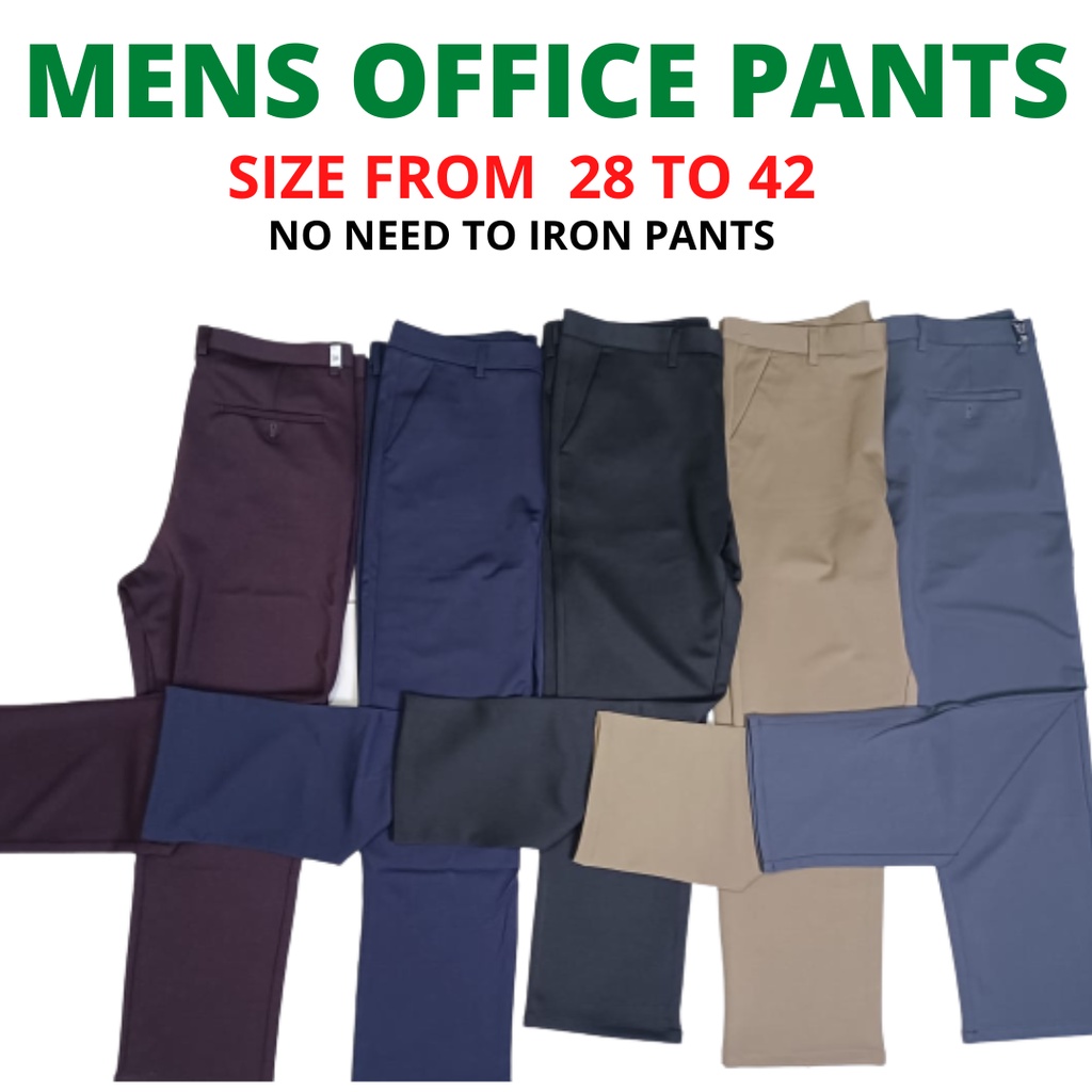 Seluar slacks lelaki kain tanpa iron men slack office wear no need to ...