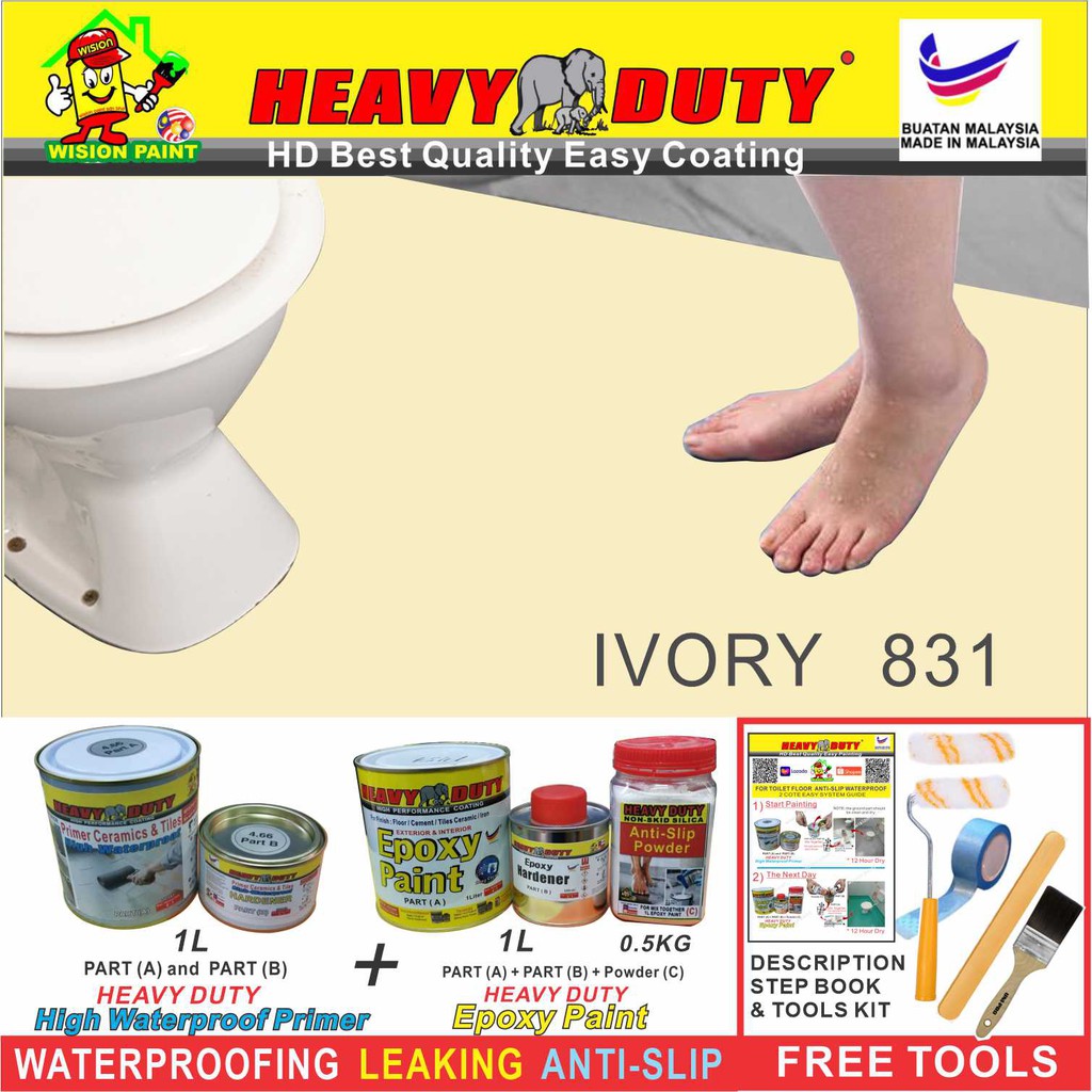 831 IVORY ( FULL SET EPOXY PAINT HEAVY DUTY ) TOILET TILES FLOOR ( 1L ...