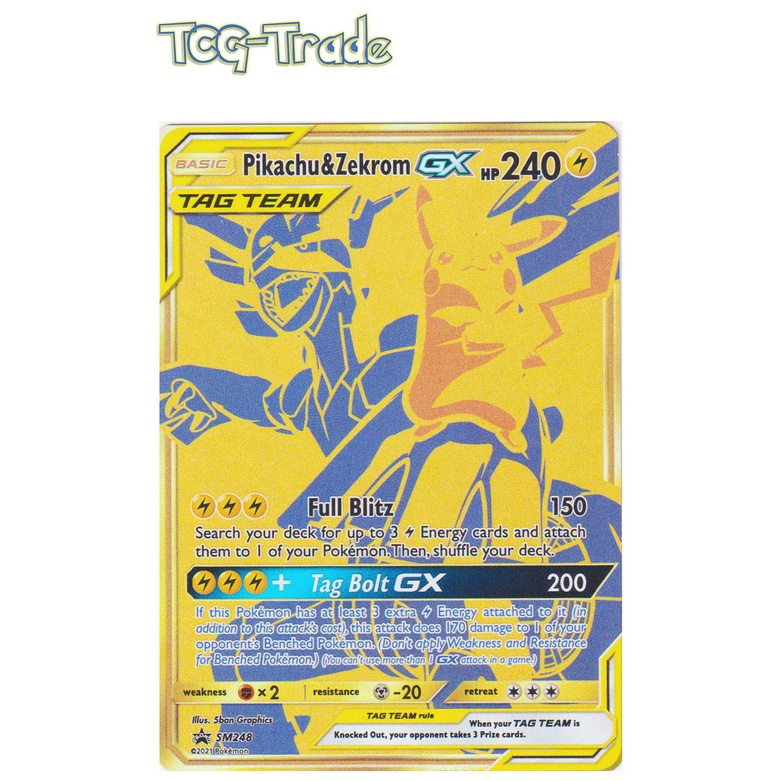 [Pokemon TCG Singles] Promo Card - SM248 Pikachu & Zekrom GX - Gold/Hyper Rare Pokemon Card ...