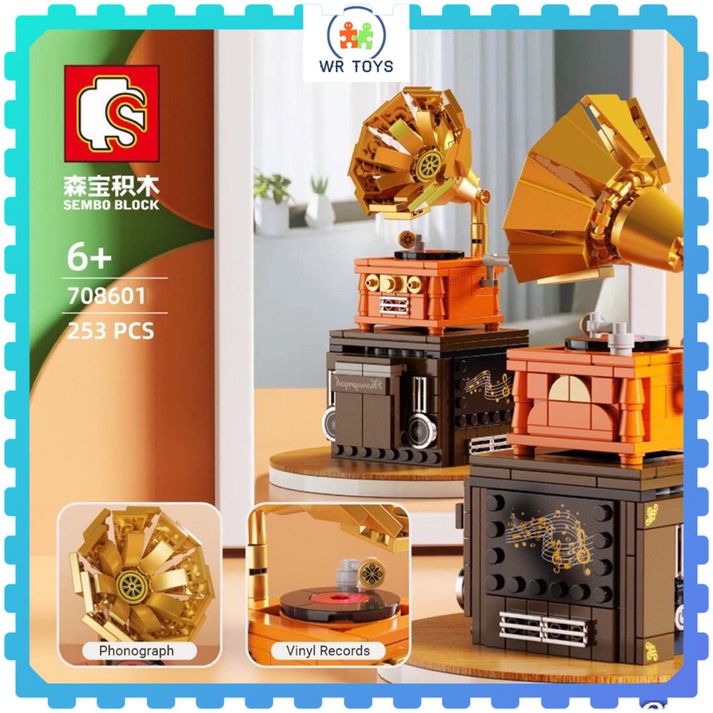 Sembo 708601 Phonograph Block & Bluetooth Speaker Building Blocks ...