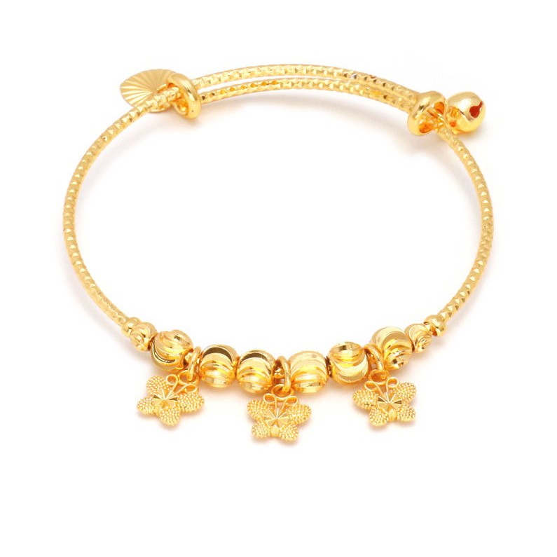 Gelang Tangan Emas Budak Loceng Emas Korea Bangle 24k Gold Pleated Kids ...